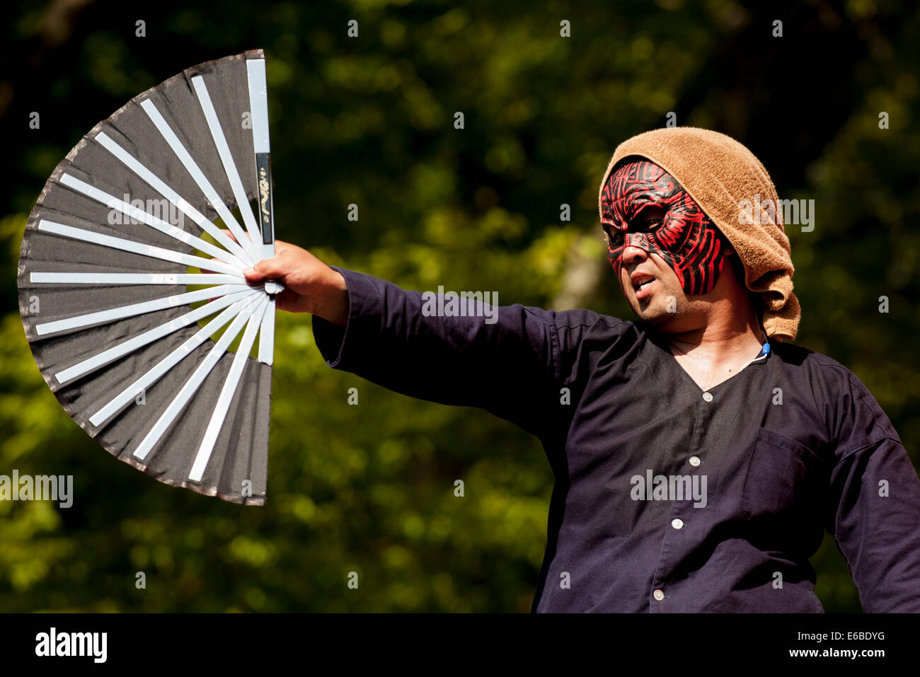 Aug 17, 2014 - Fujisawa, Kanagawa, Japan - A man performs a fan dance ...