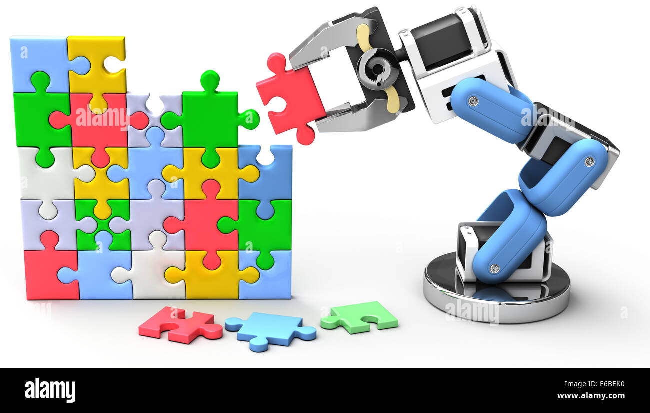 Robotic arm finds technology business problem solution Stock Photo - Alamy