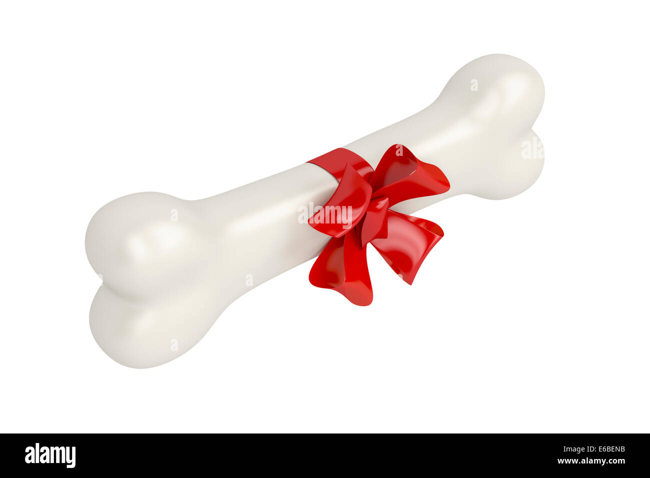 Dog bone with red ribbon isolated on white background Stock Photo - Alamy