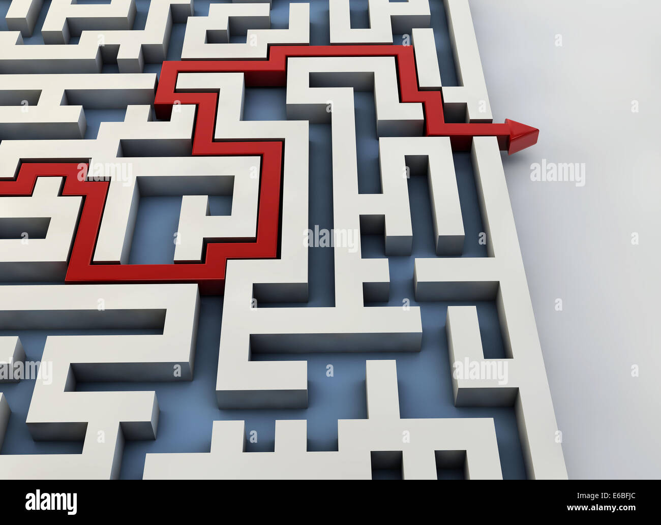 Labyrinth path red arrow Stock Photo - Alamy
