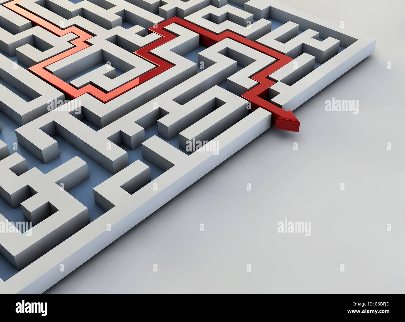 Labyrinth path red arrow Stock Photo - Alamy