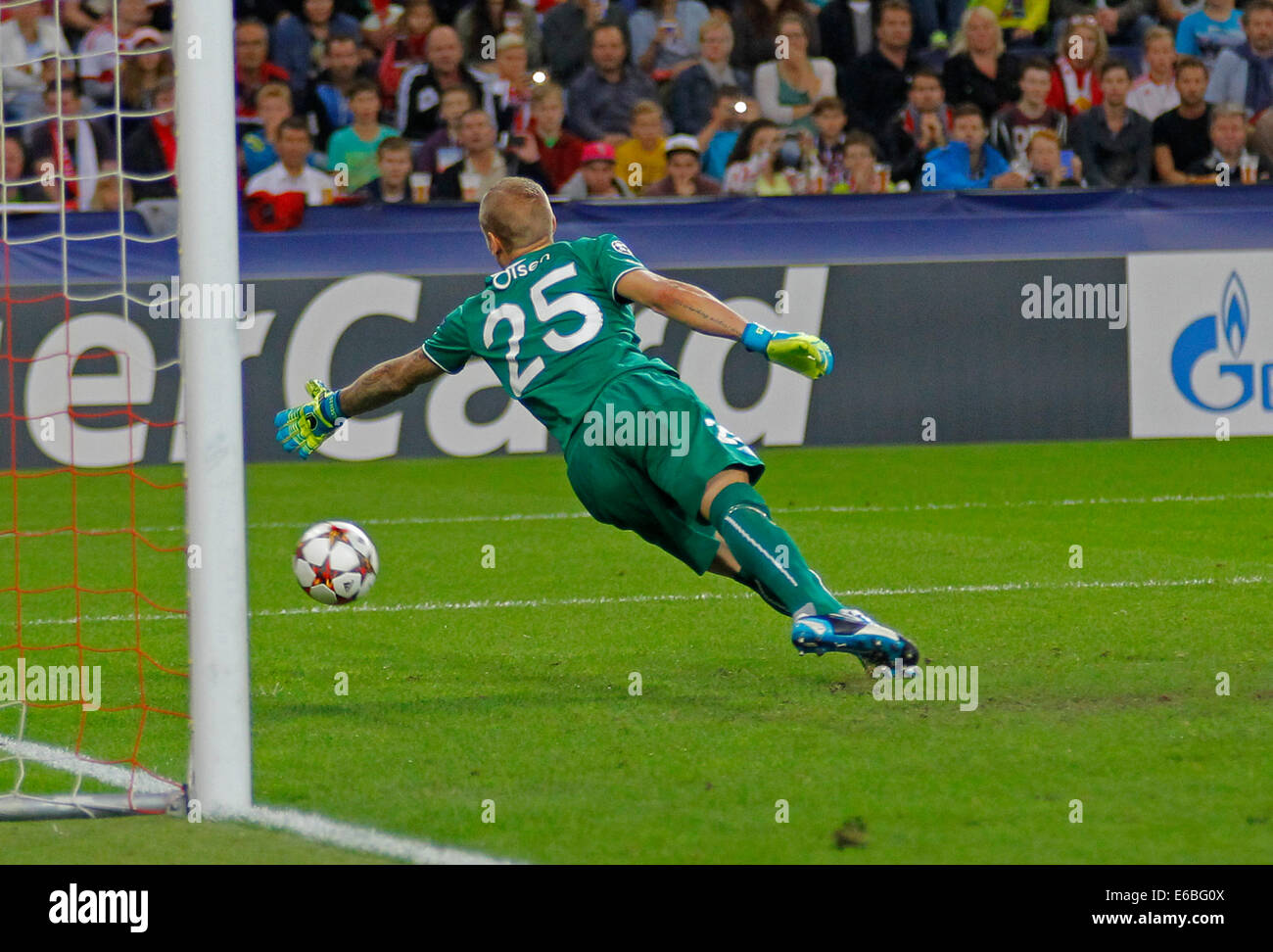 Salzburg, Austria. 19th Aug, 2014. goalkeeper Robin Olsen of Malmo FF ...