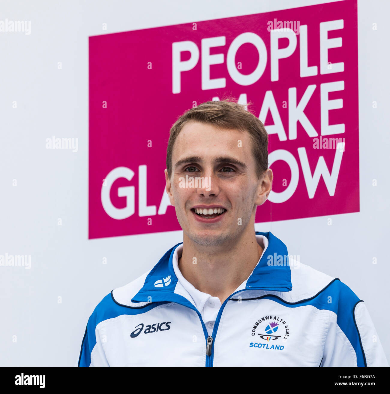 Jamie Bowie, athlete (4 x 400m relay) in George Square at the end of ...