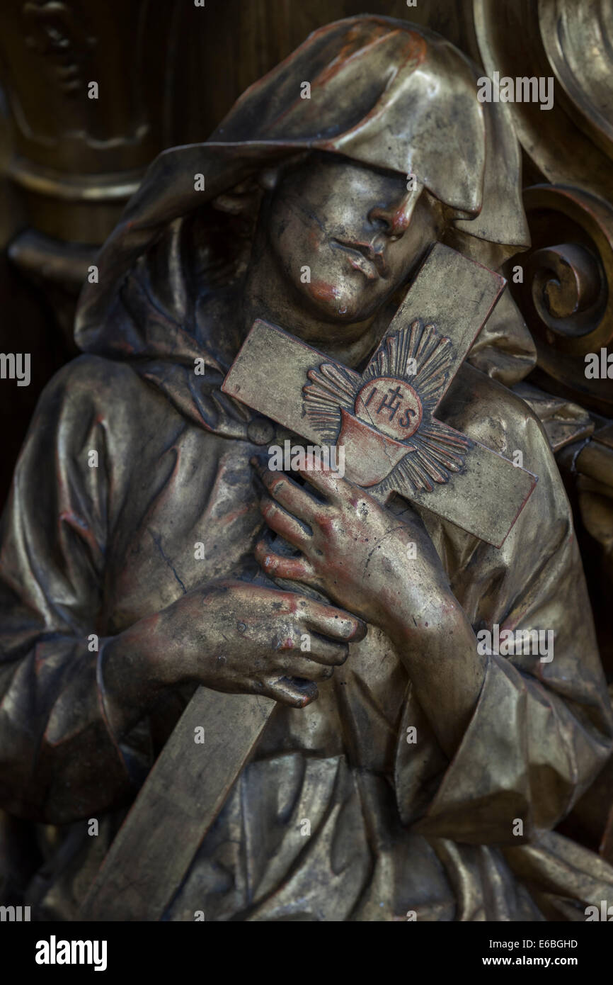 Bronze statue of the Virgin Mary Clutching a Cross in the Basilica of ...