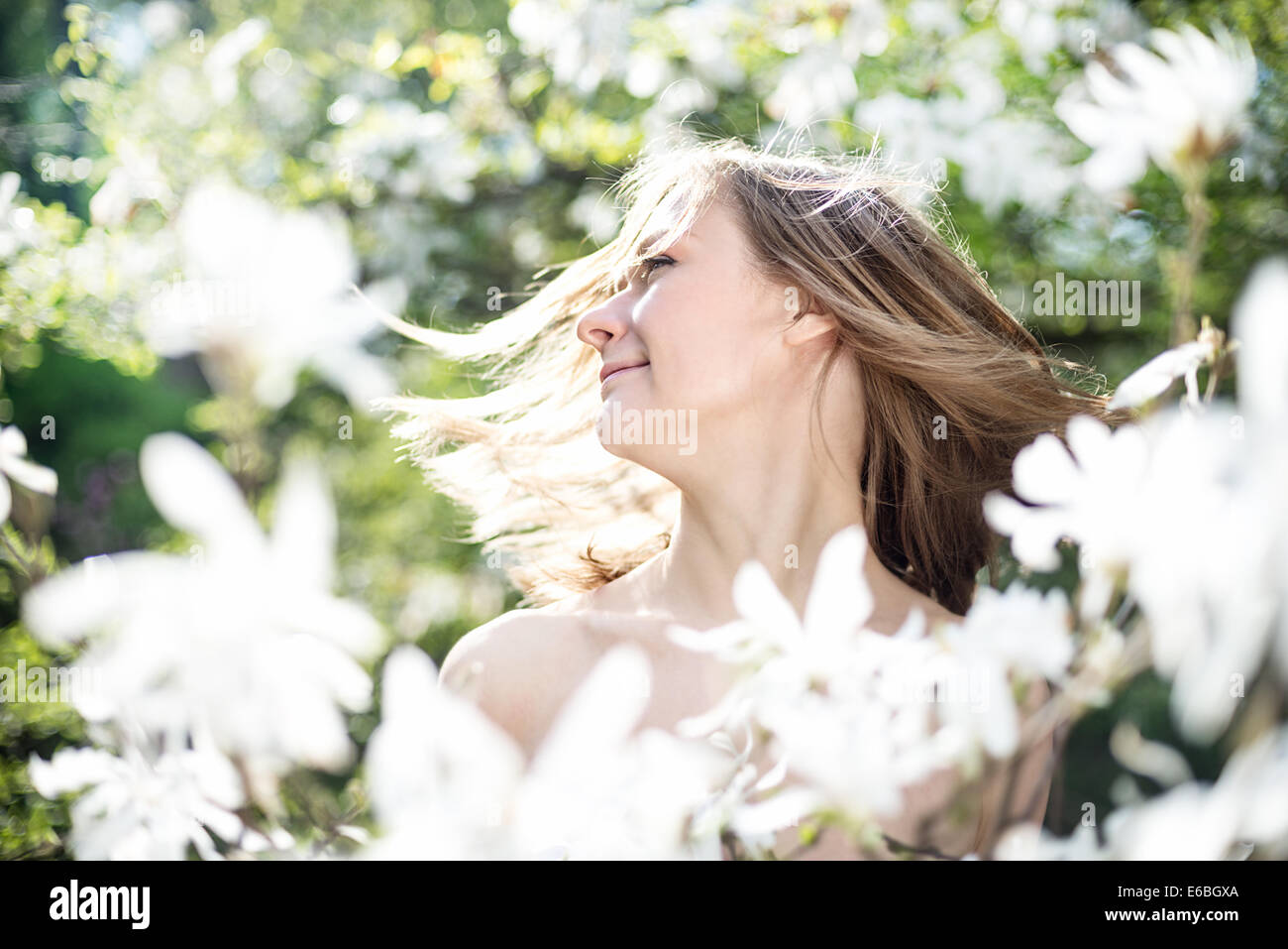 Beautiful Spring Girl with flowers Stock Photo - Alamy