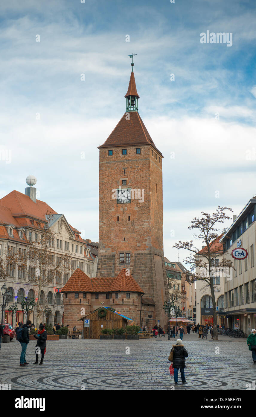 The White Tower at the Ludwigsplatz in Nuremberg, Germany Stock Photo ...