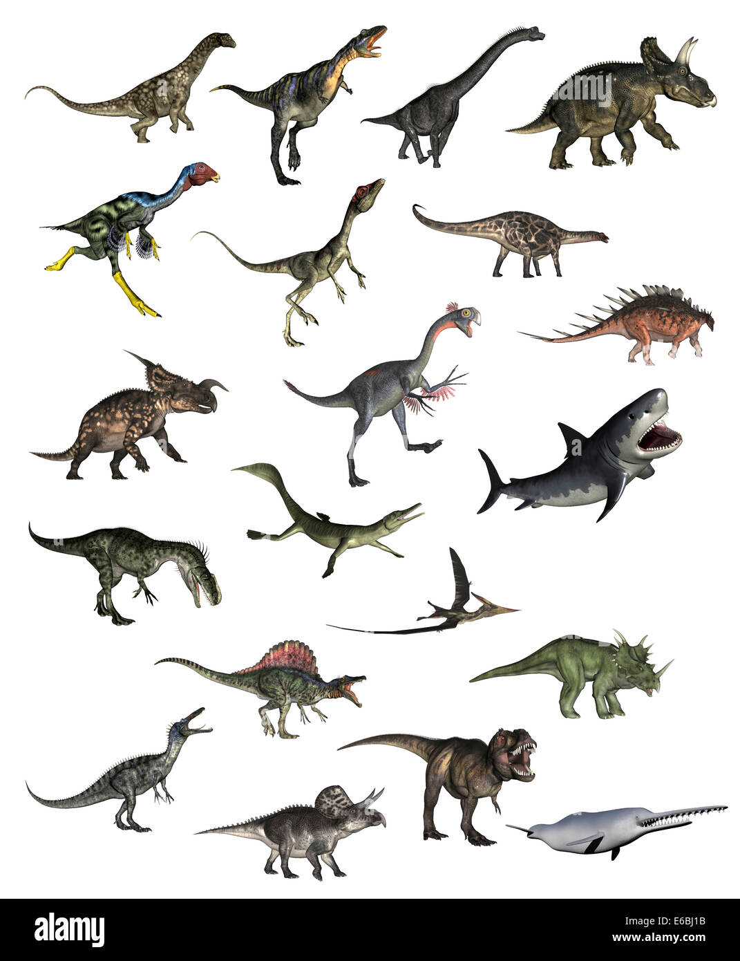 Set of dinosaurs in white background Stock Photo - Alamy