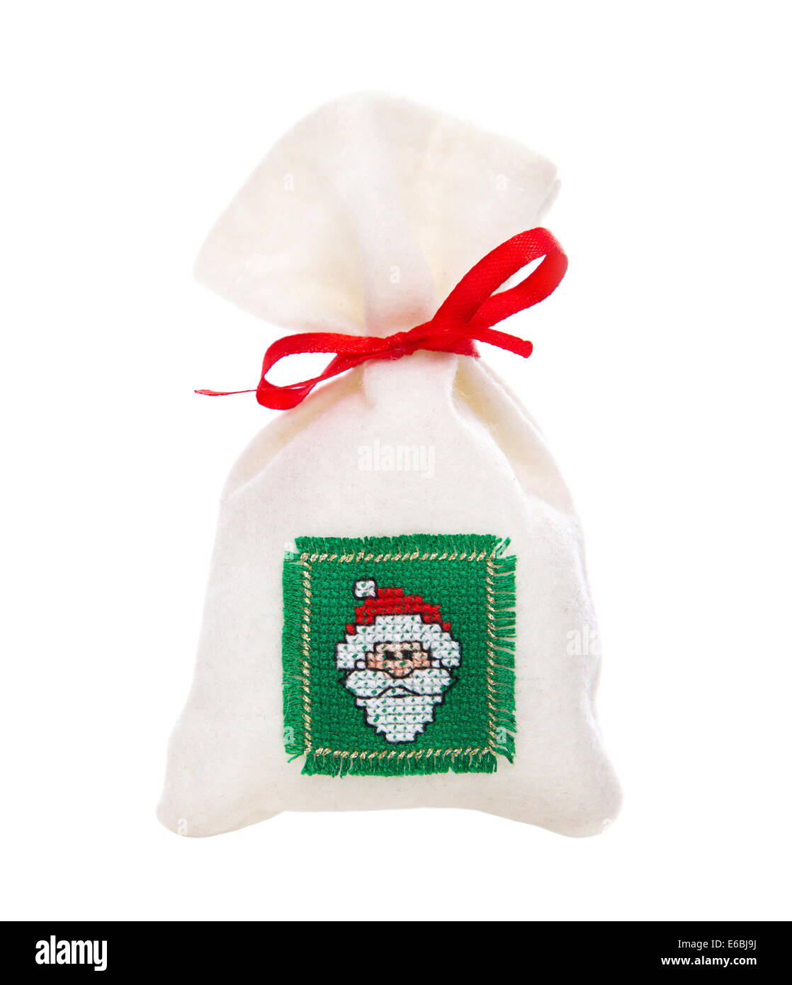 Isolated handmade nicholas or santa claus sac for a christmas present ...