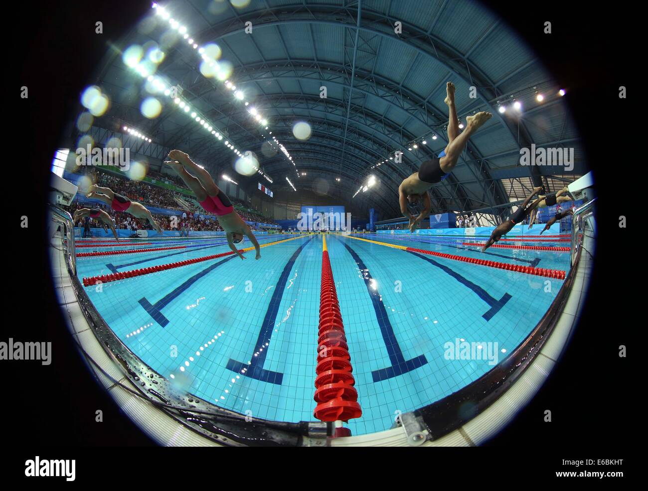 Nanjing, China?s Jiangsu Province. 20th Aug, 2014. swimmers dive into ...