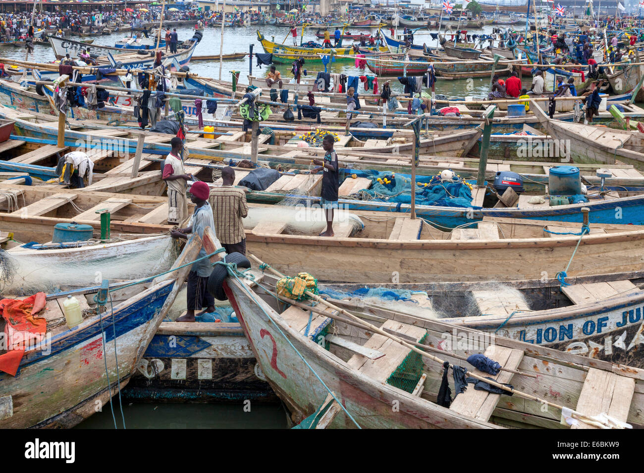 Fishing boats in the harbour at Elmina, Gold Coast, Ghana, Africa Stock ...
