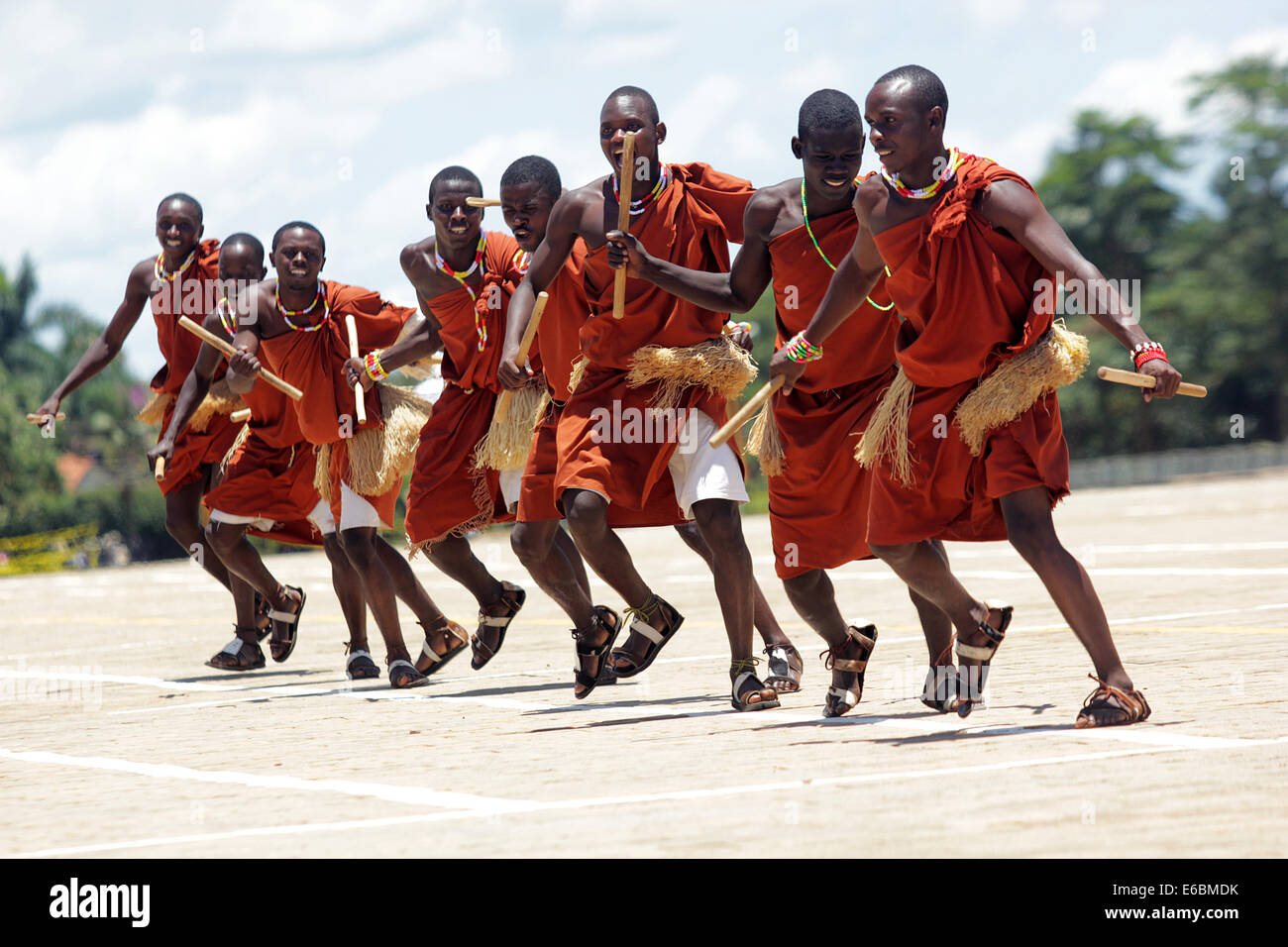 Traditional dancers entertain guests in Uganda, Kampala. Music and ...