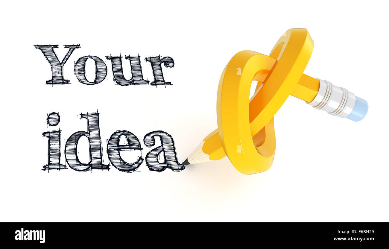 Your idea phrase wrote by knotted pencil - yellow 3d render ...