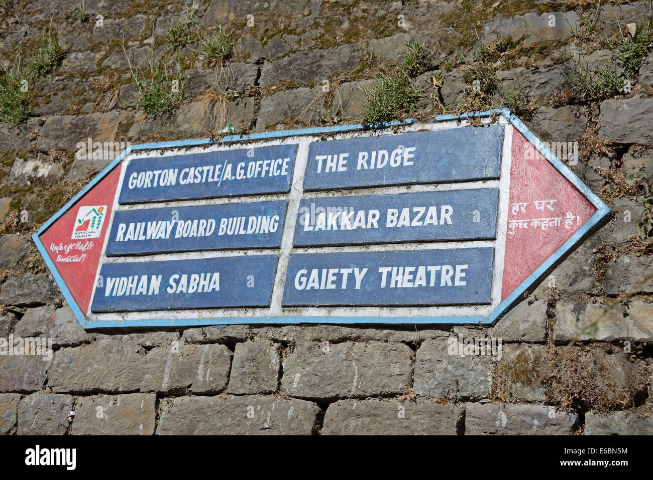 A street direction in Mall Road in Shimla is a popular tourist ...