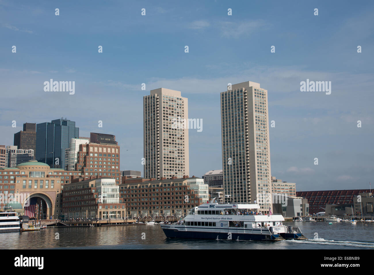 Massachusetts, Boston. Downtown city skyline and waterfront area view ...