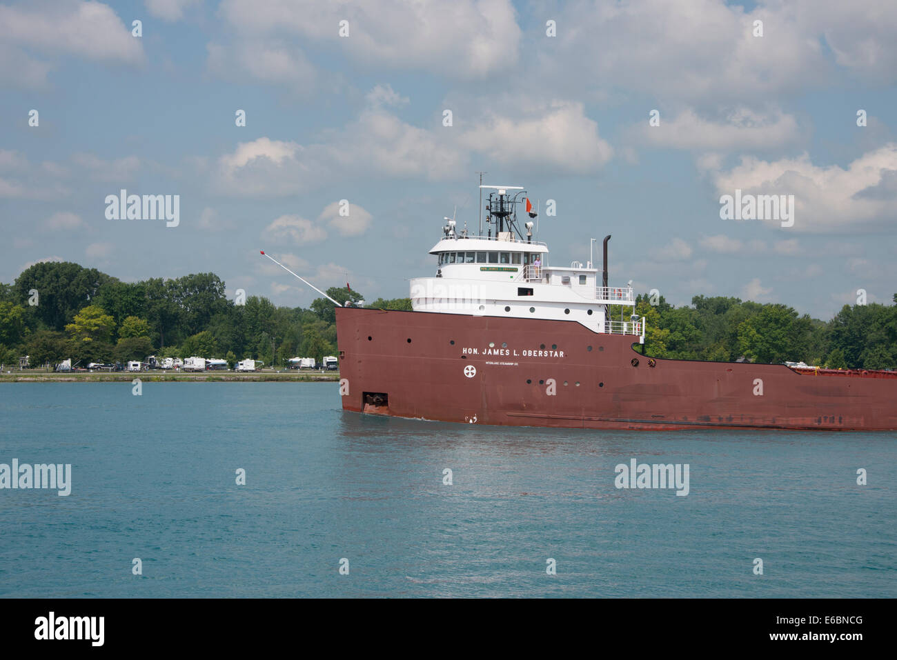 Michigan, St. Clair River. Scenic shipping channel between Lake Huron ...