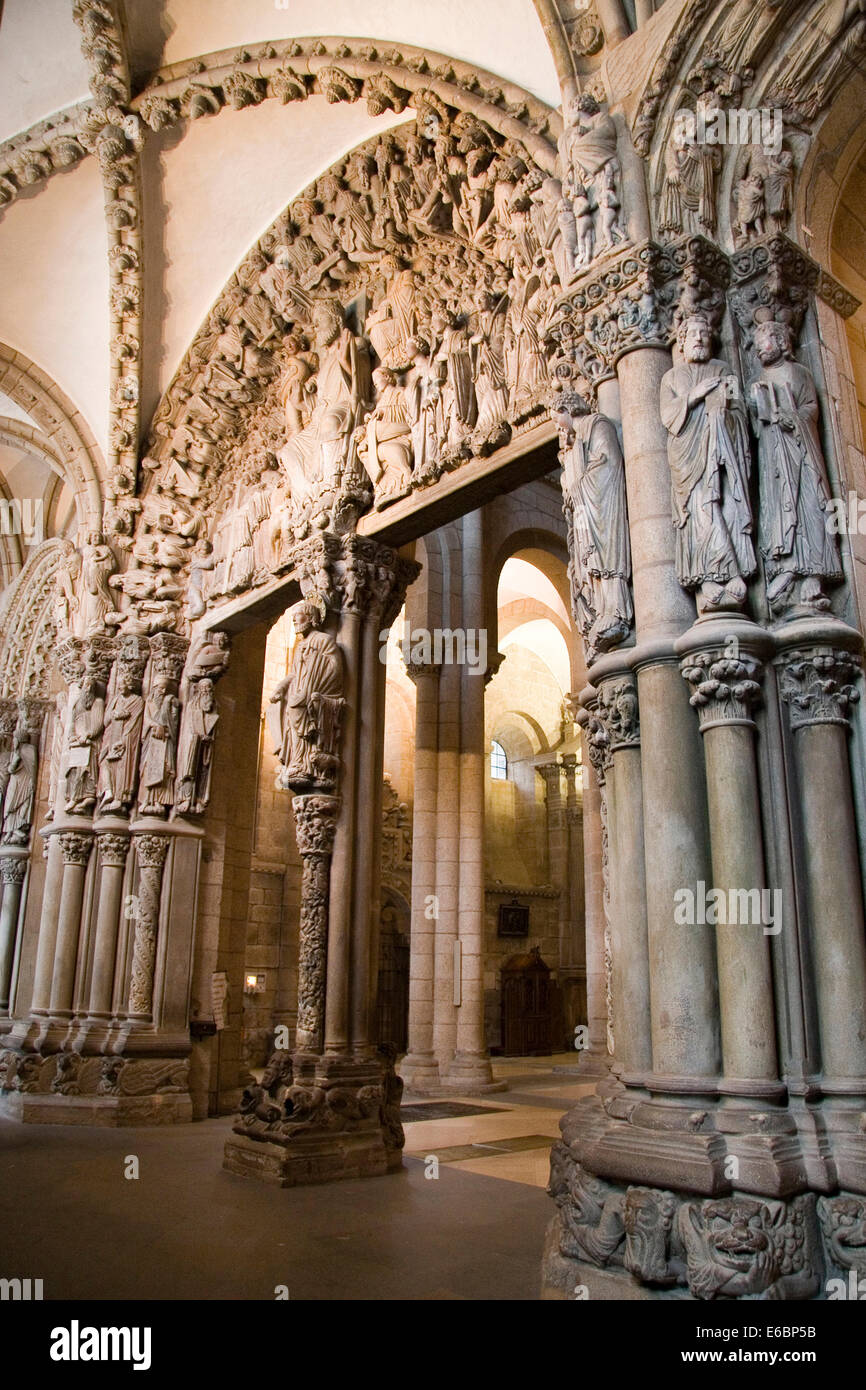 Details from the Portico de La Gloria, a masterpiece of Romanesque art ...