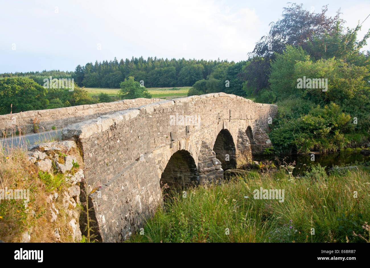 Historic Packhorse bridge Postbridge Dartmoor Devon England crossing ...