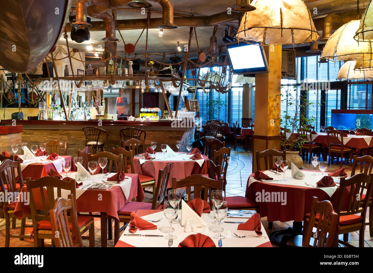 Italian restaurant with a traditional interior Stock Photo - Alamy