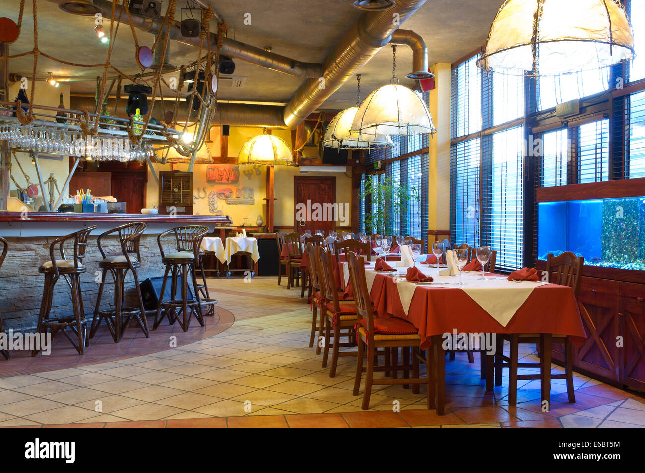 This is Italian restaurant with a traditional interior Stock Photo - Alamy