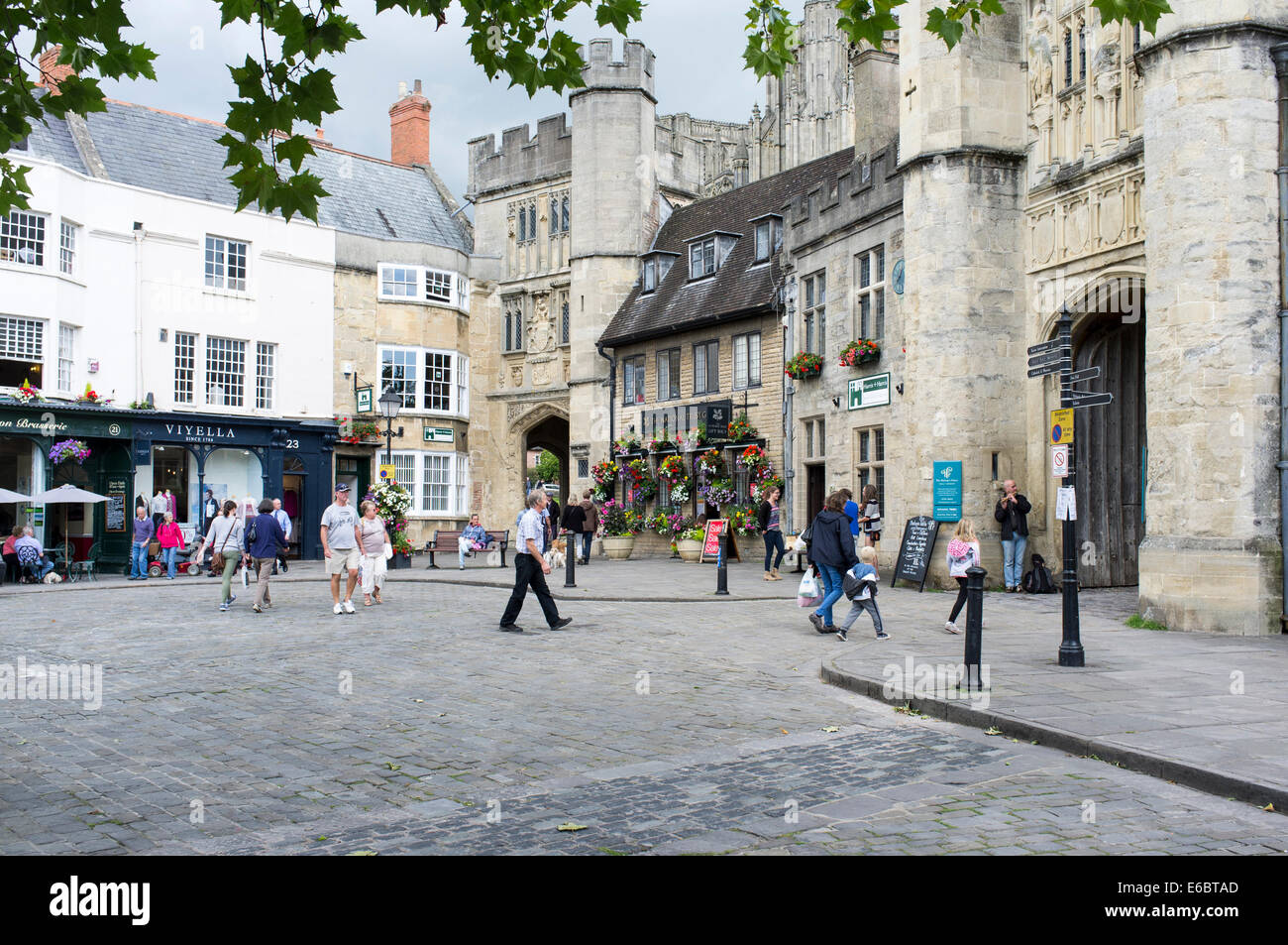 People in Wells market square Somerset UK Stock Photo - Alamy