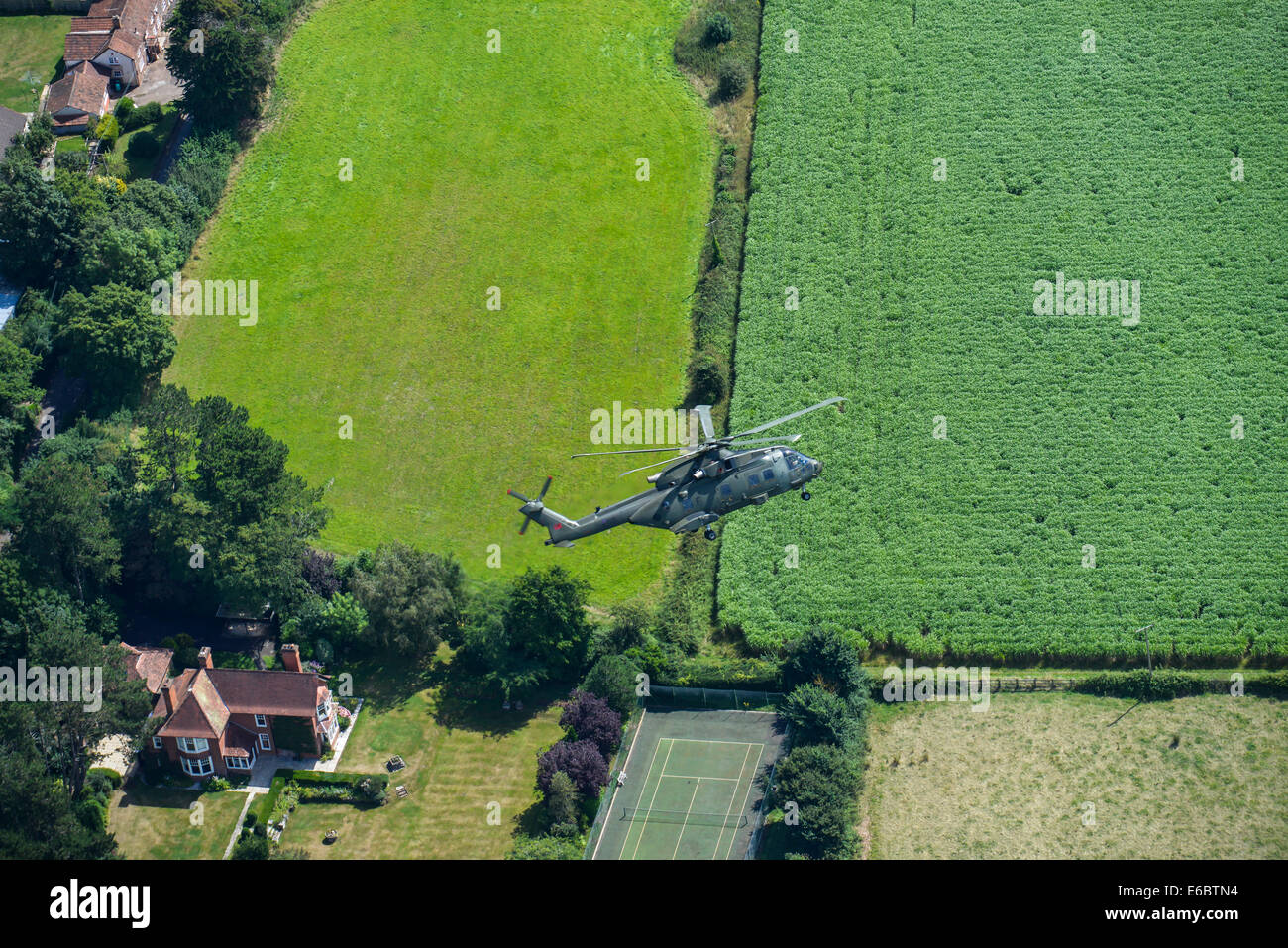 An aerial photograph of an RAF Merlin flying underneath us in Somerset ...