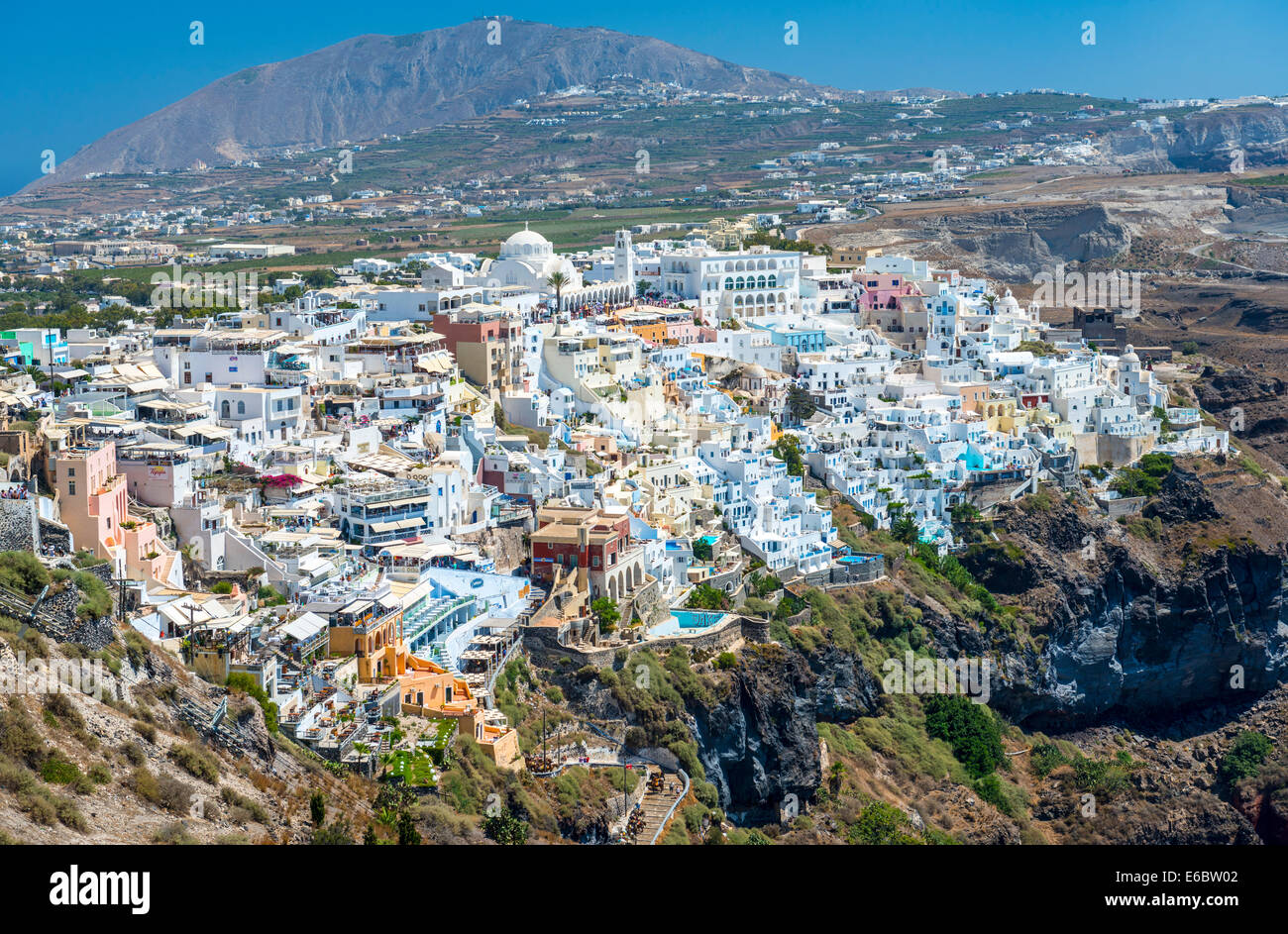 Beautiful View To The White Village of Fira In Santorini, Greece Stock ...