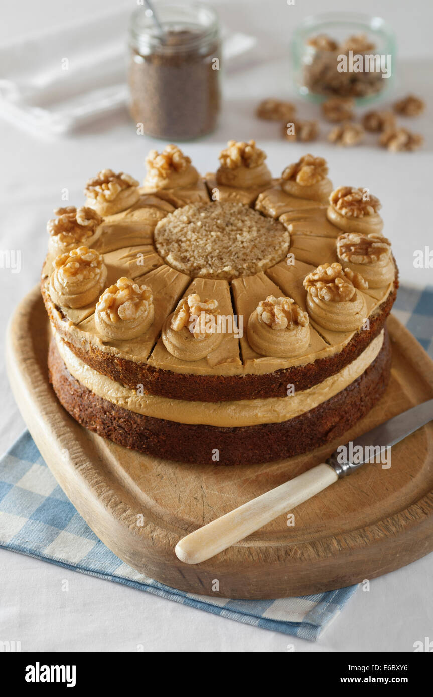 Coffee and walnut cake Stock Photo - Alamy
