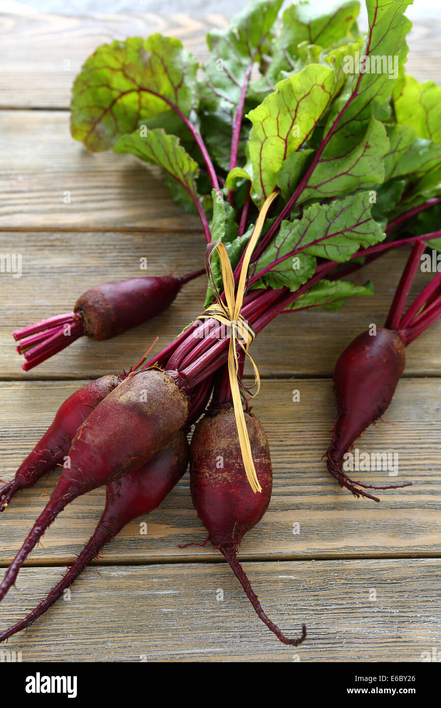 red beets with tops on the boards, food closeup Stock Photo - Alamy