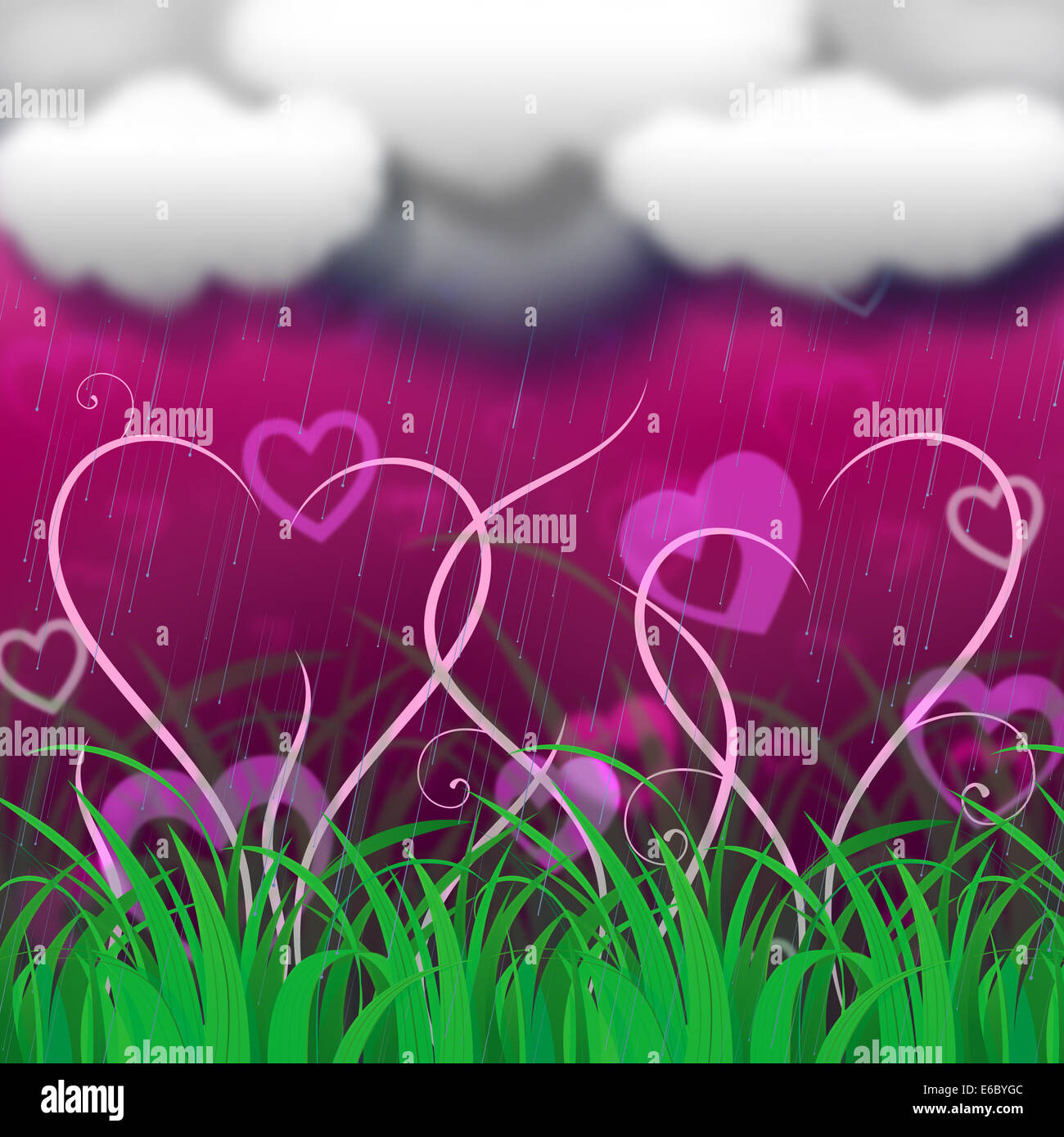 Flowers Clouds Representing Clothes Pegs And Clothespeg Stock Photo - Alamy