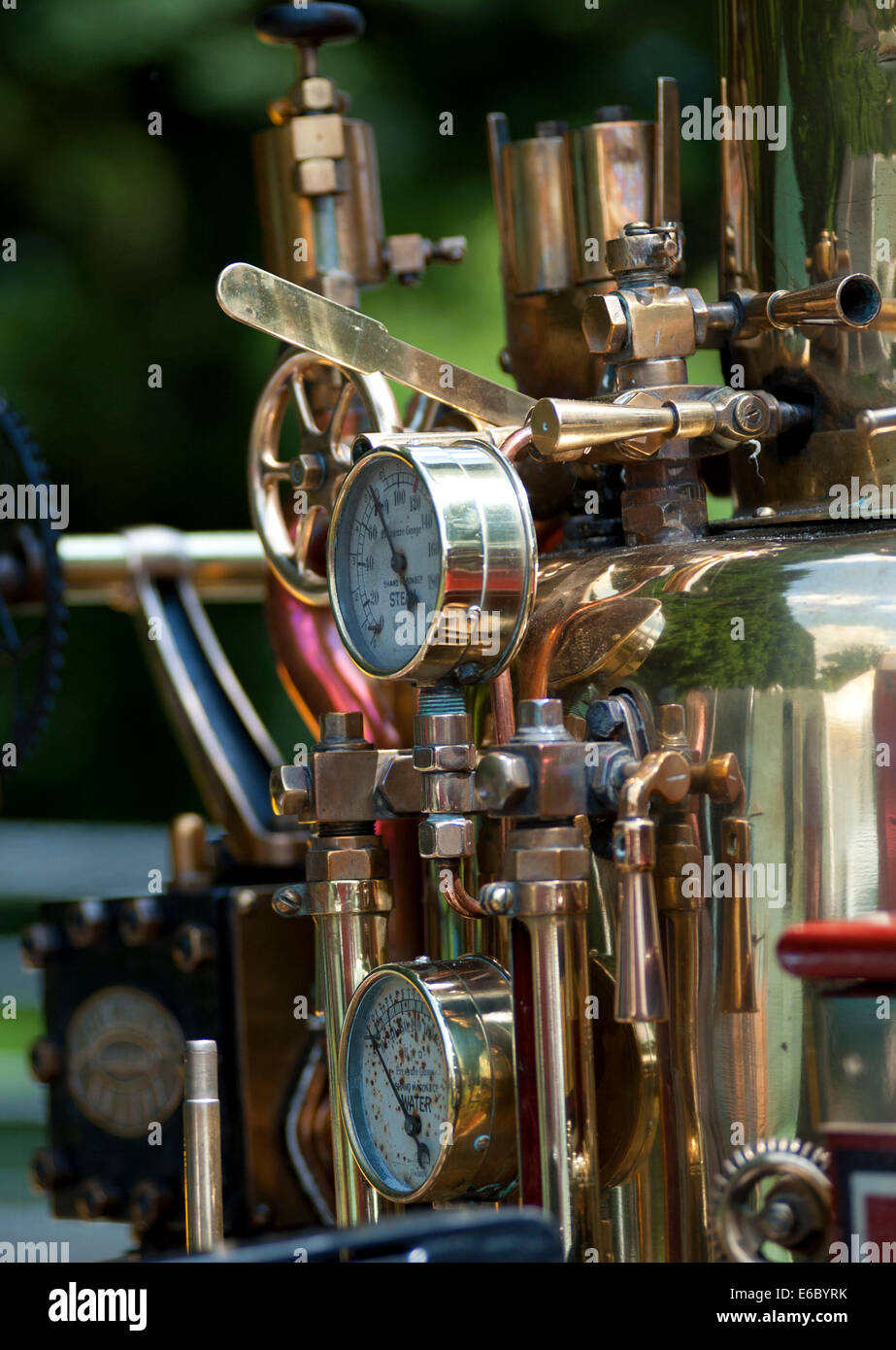 Fire engine vintage old antique shiny brass dials guages hi-res stock ...