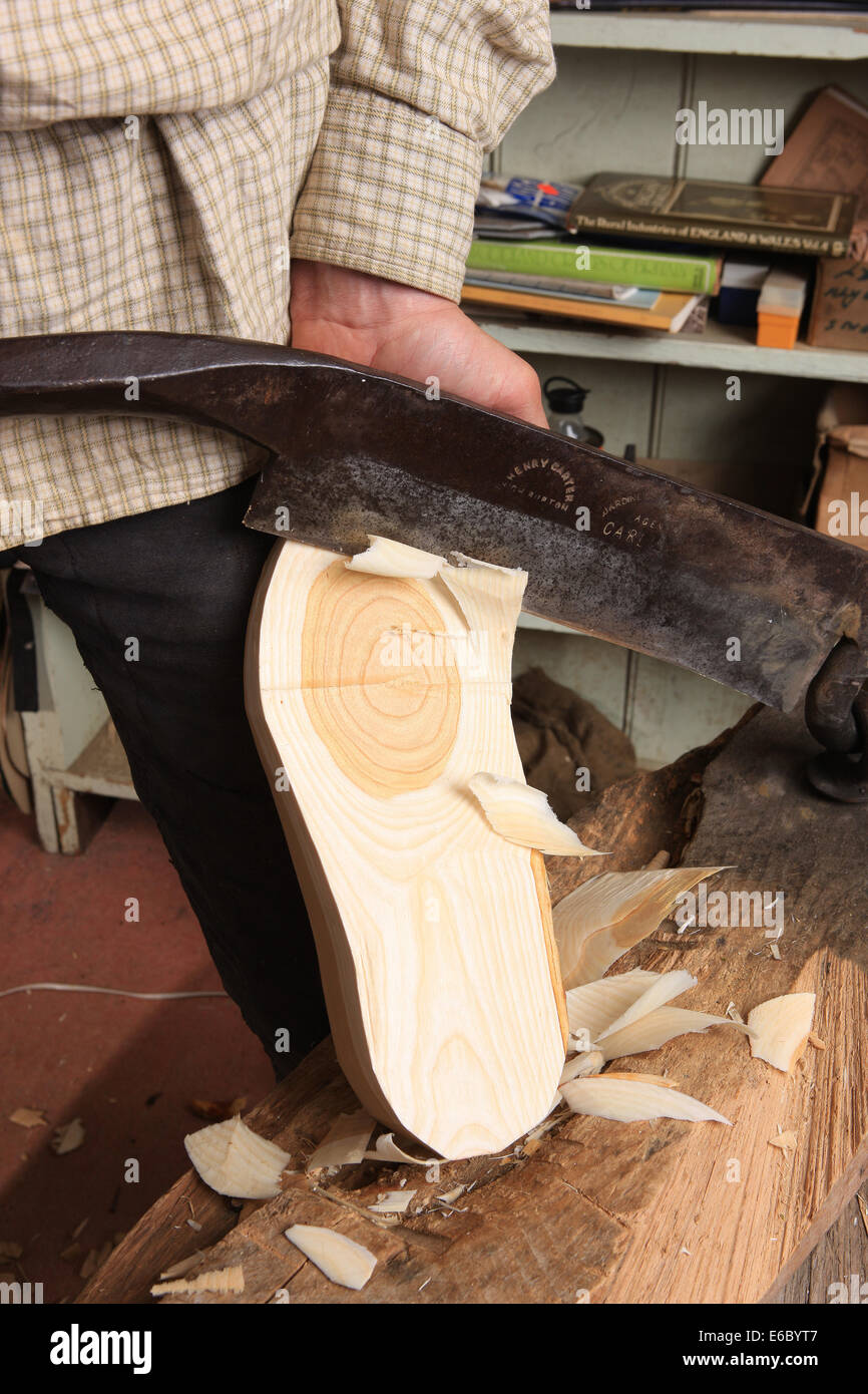 Jeremy Atkinson making Clogs in his workshop at Kington in ...