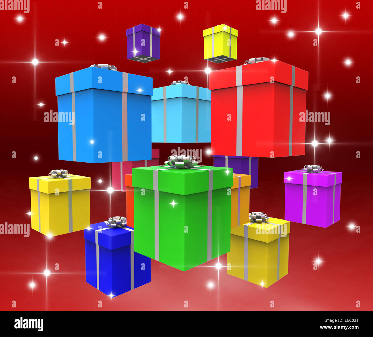 Celebration Giftboxes Representing Cheerful Parties And Giving Stock ...
