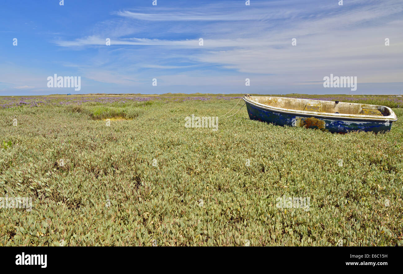 Boat on Marshes at Morton Quay North Norfolk Stock Photo - Alamy