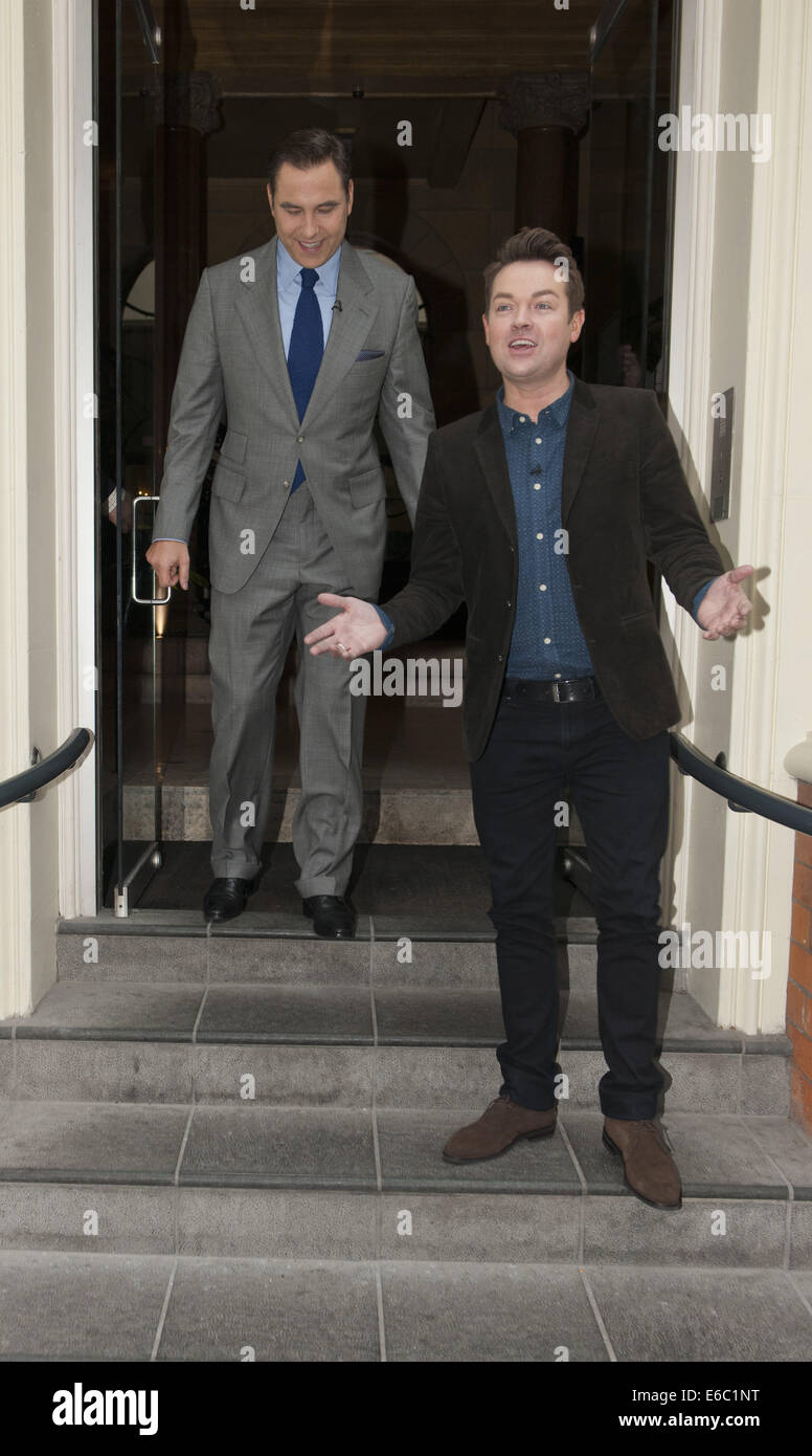 David Walliams and Stephen Mulhern leaving her hotel for the Britain's ...