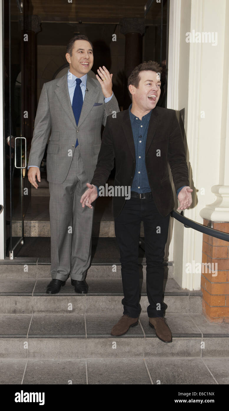 David Walliams and Stephen Mulhern leaving her hotel for the Britain's ...