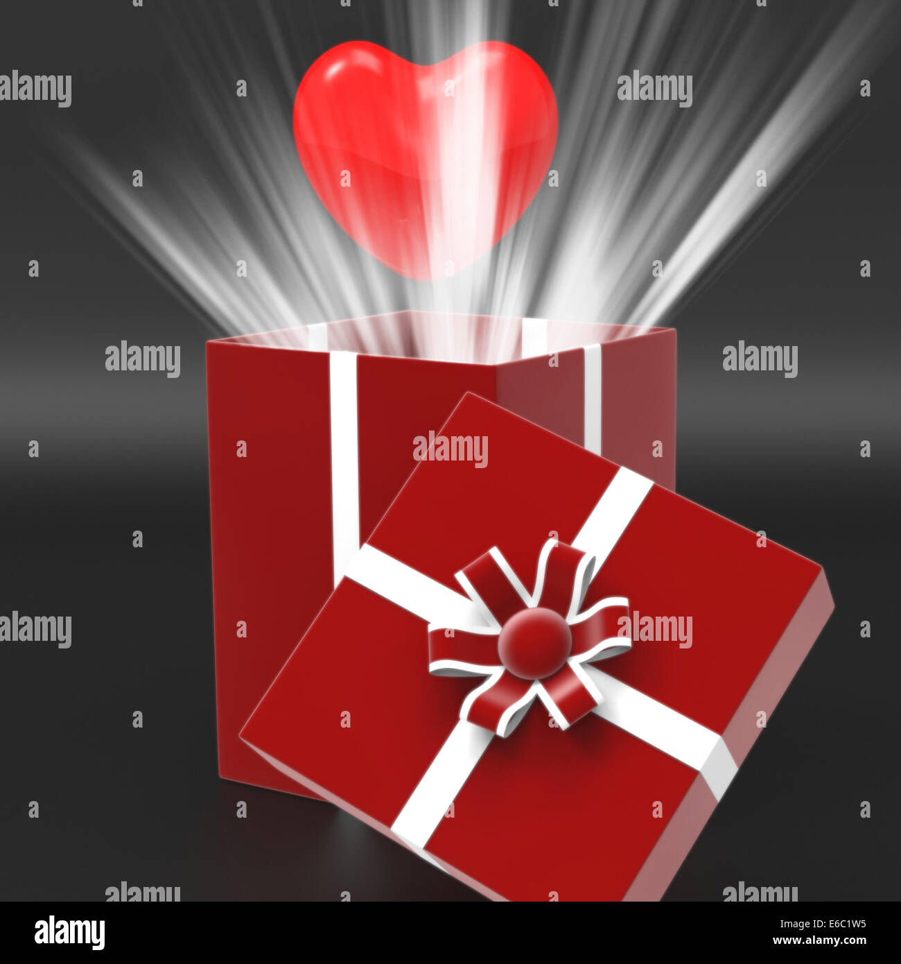 Giftbox Heart Meaning Valentine Day And Present Stock Photo - Alamy