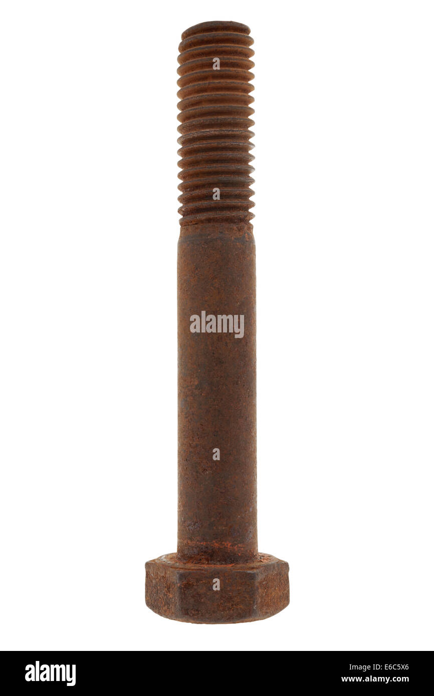 Rusty hex bolt on white background Stock Photo - Alamy