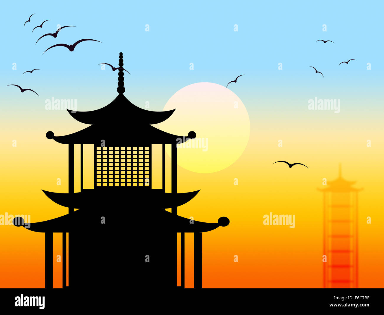 Pagoda Silhouette Meaning Temple Religion And Shrine Stock Photo - Alamy