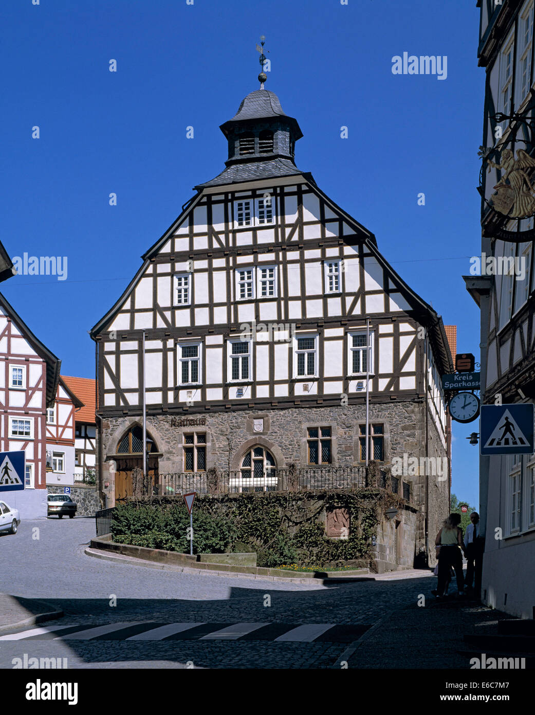 Fachwerkrathaus in der Altstadt von Homberg (Efze), Hessisches Bergland ...