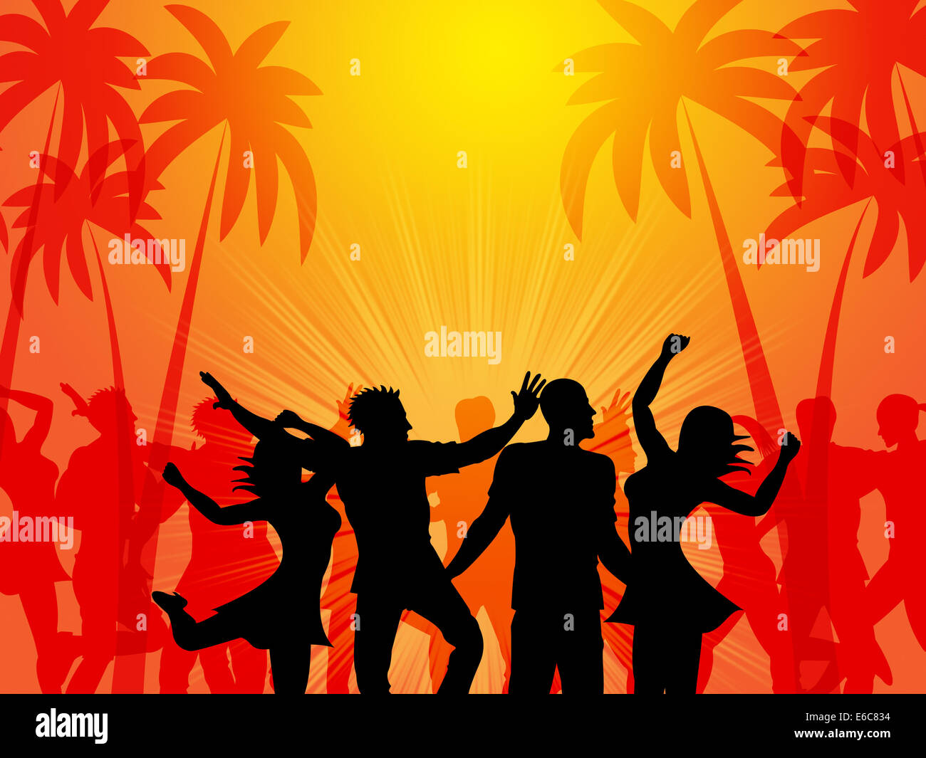 Tropical Island Showing Disco Dancing And Party Stock Photo - Alamy