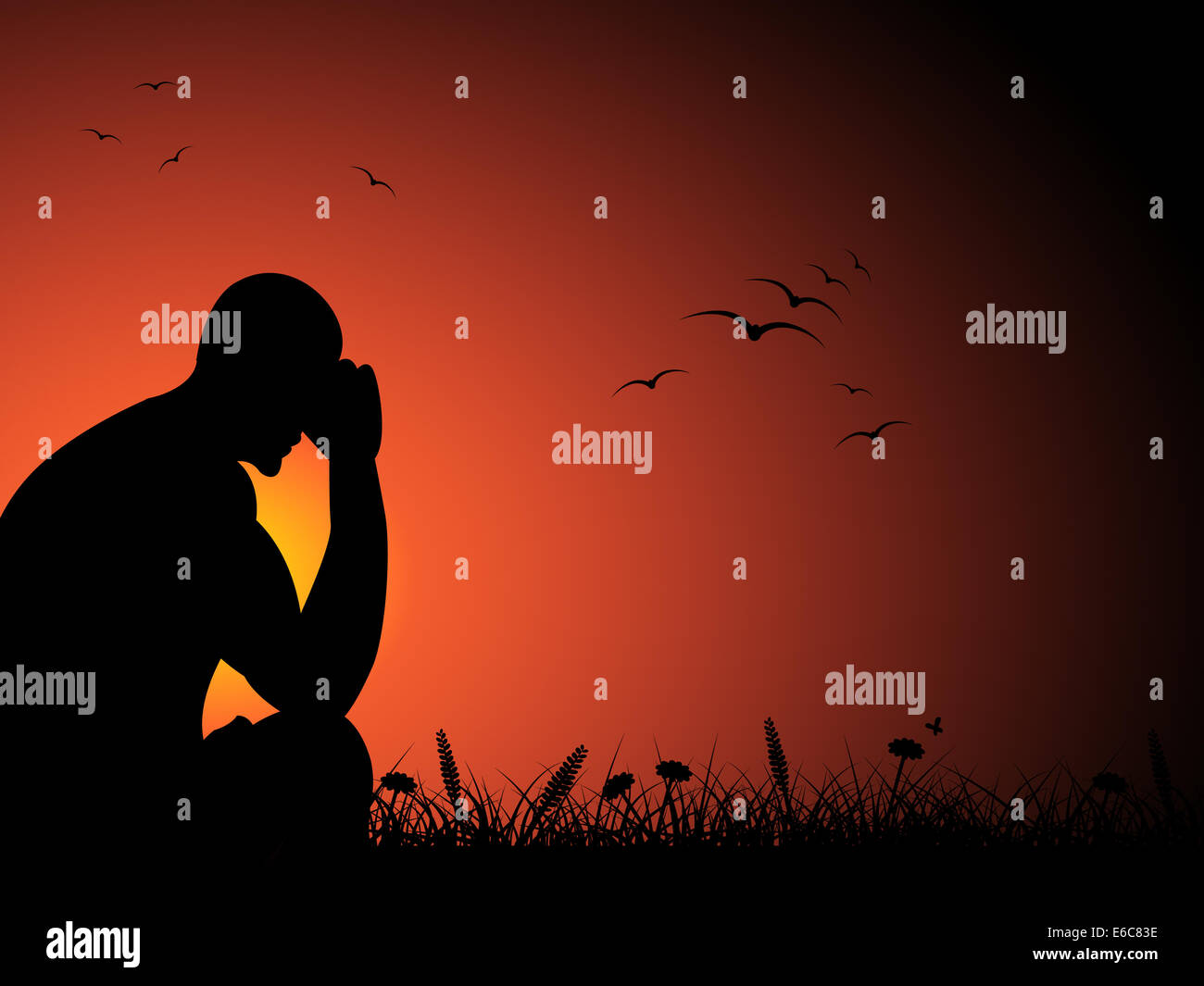 Thinking Depressed Indicating Lost Hope And Plan Stock Photo - Alamy