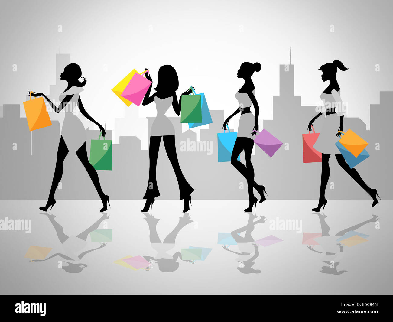 Women Shopping Indicating Commercial Activity And Customer Stock Photo ...