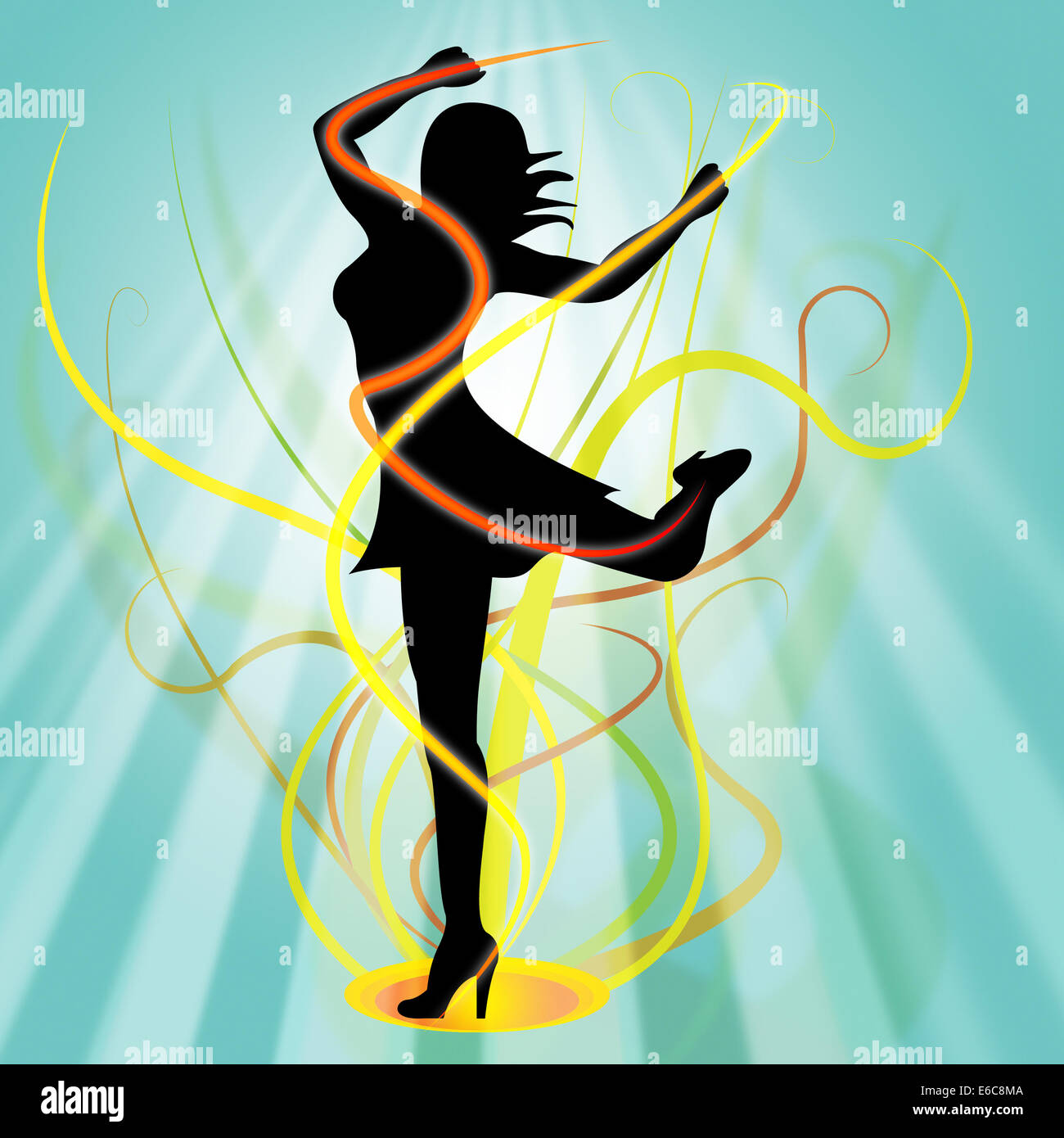 Dancing Woman Indicating Person Wave And Lady Stock Photo - Alamy