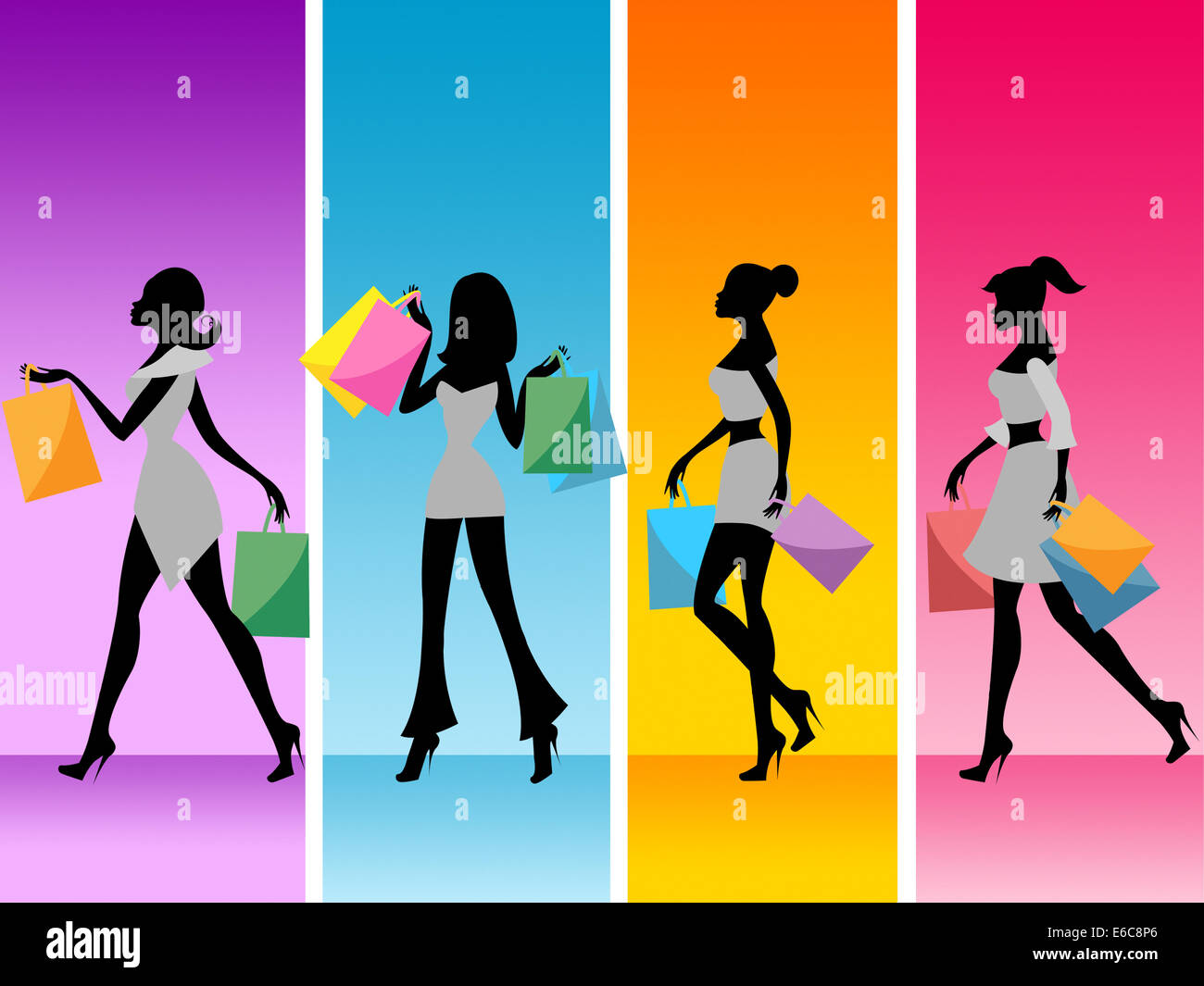 Shopping Women Indicating Retail Sales And Customer Stock Photo - Alamy