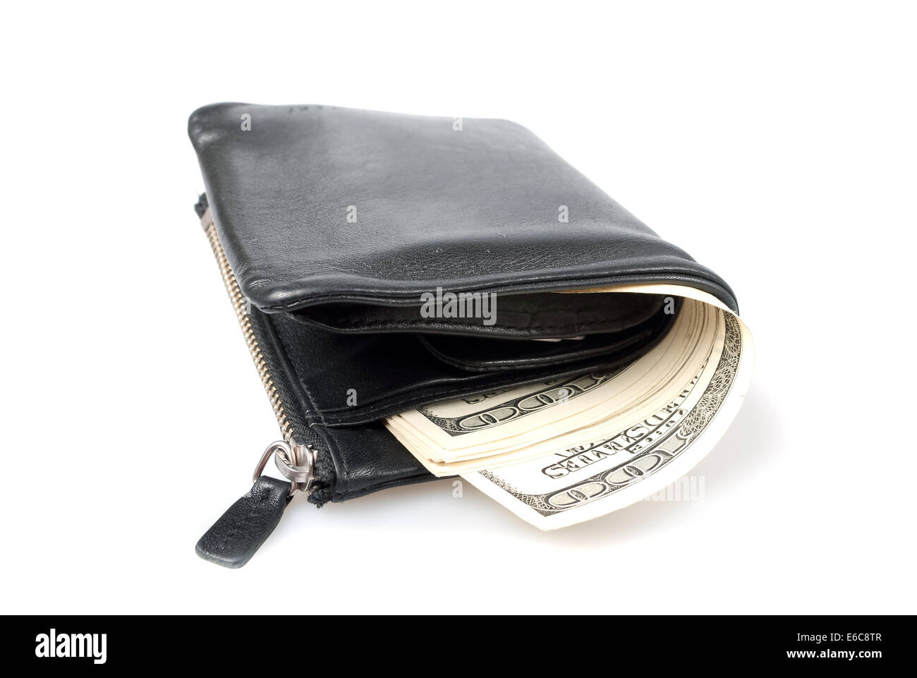 Wallet with dollars isolated on white background Stock Photo - Alamy