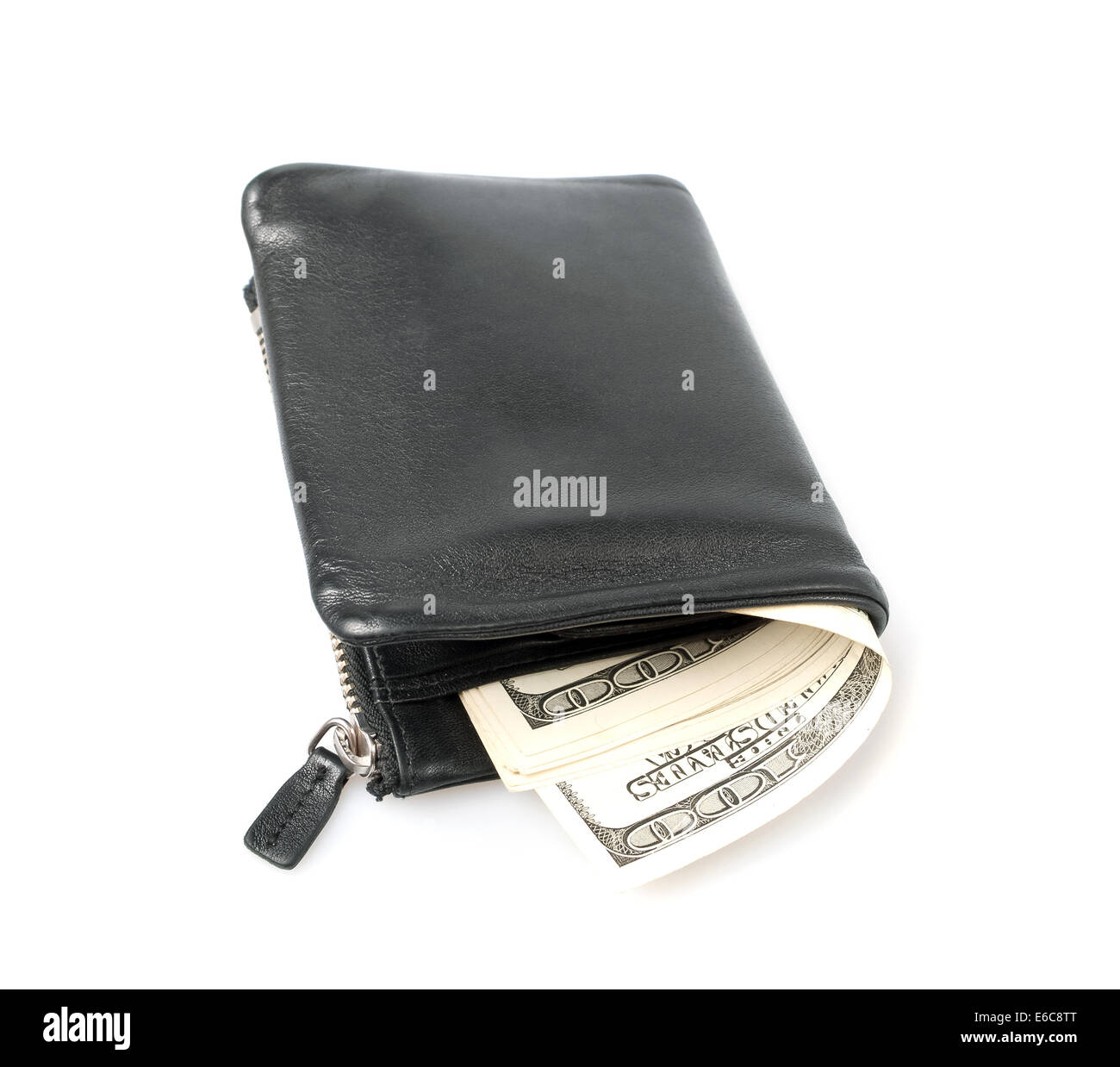 Wallet with dollars isolated on white background Stock Photo - Alamy