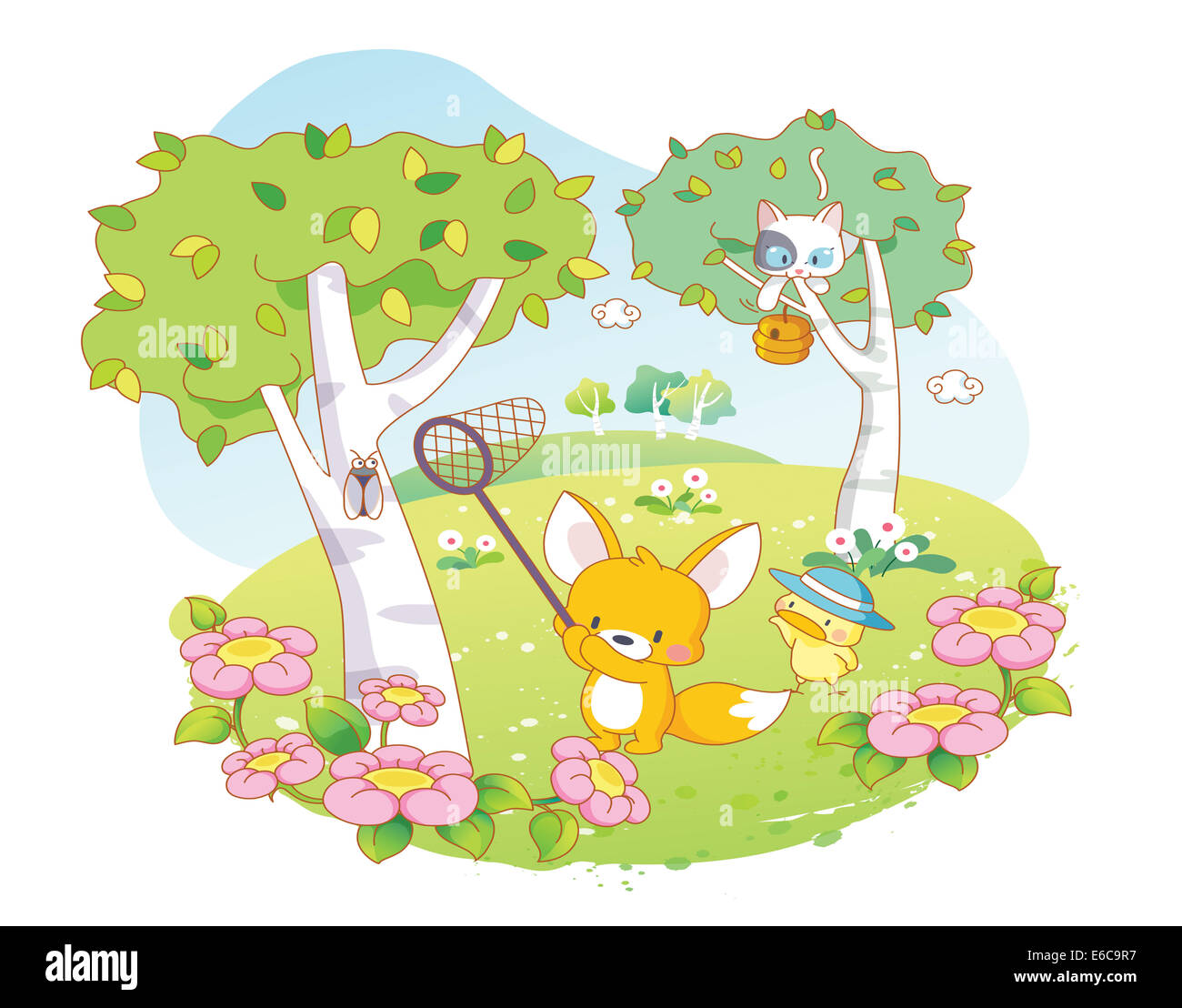 Cute animals playing cartoon hi-res stock photography and images - Alamy