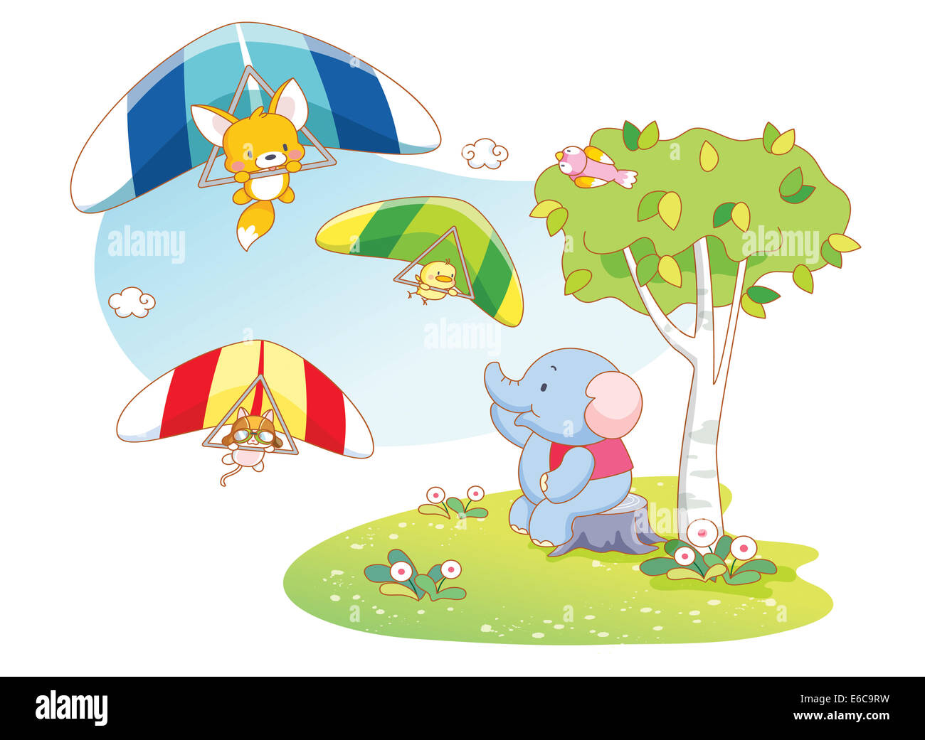 funny animals are parachuting Stock Photo - Alamy