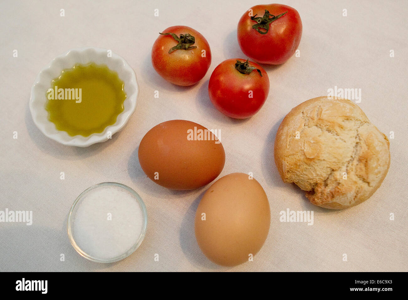 Ingredients and plates mixing modern and Mediterranean flavors Stock ...