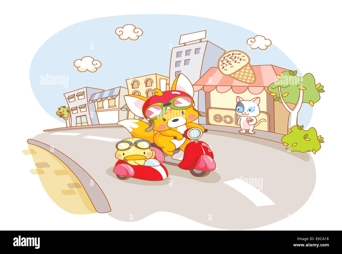 Vector cartoon motorcycle hi-res stock photography and images - Alamy